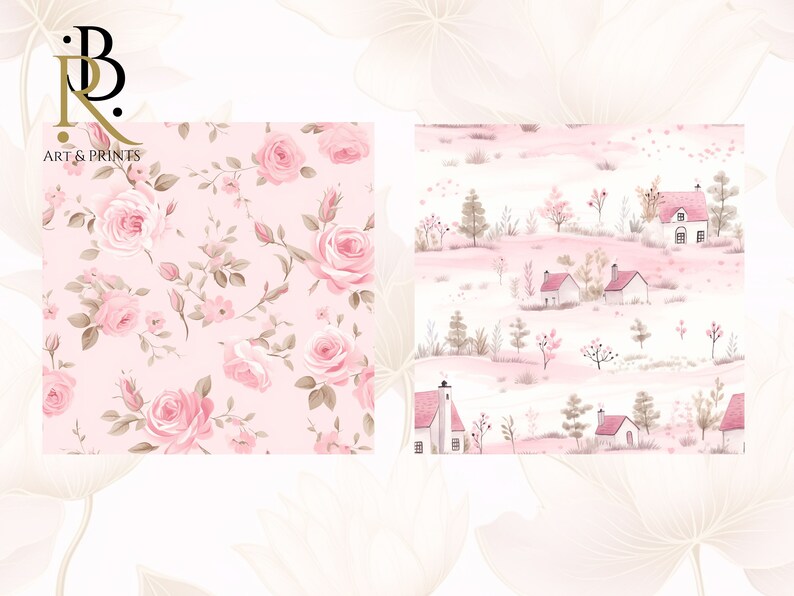 Cottage Chic Digital Paper - Seamless Printable Instant Download ...
