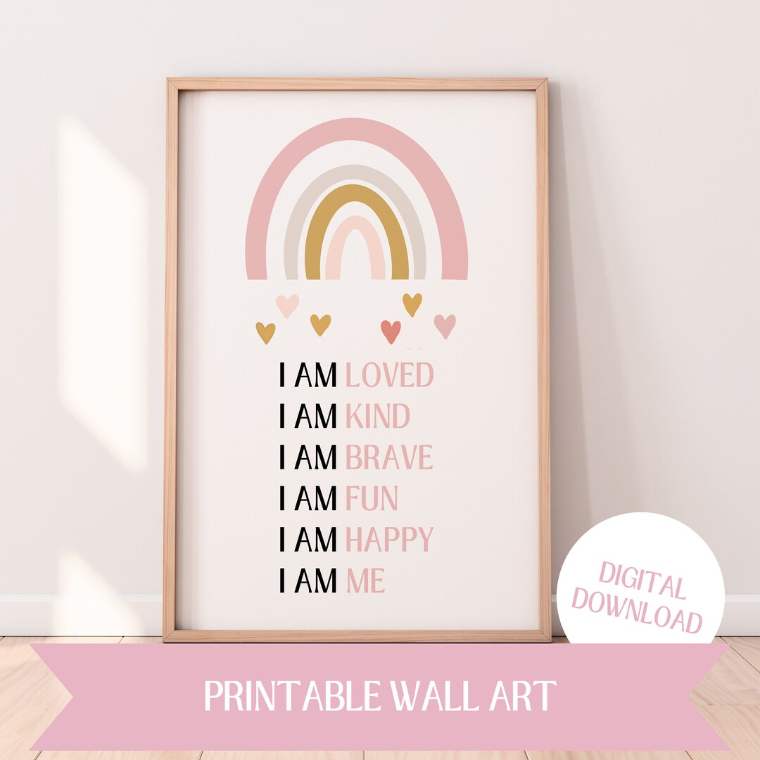 I Am Affirmations Poster for Kids Minimalist Home Decor Neutral Tone ...