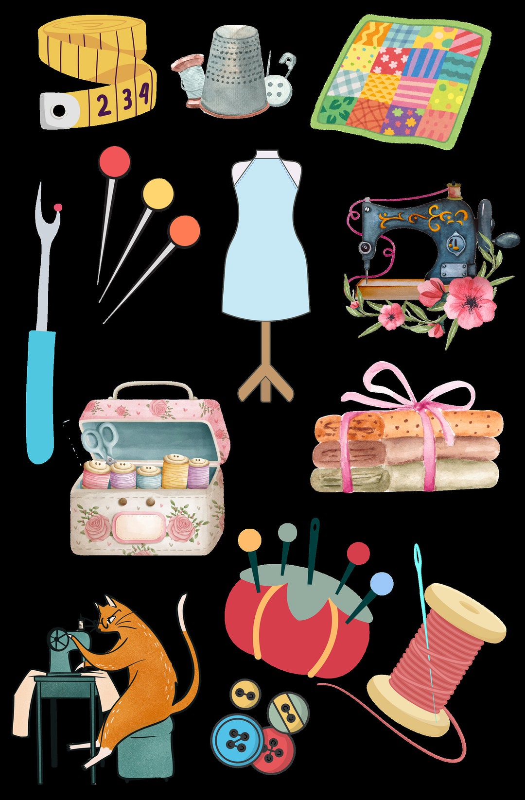 Sewing Themed Die Cut Stickers - Etsy