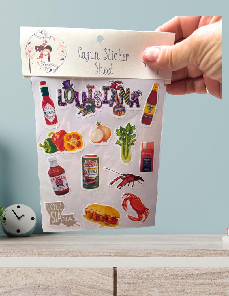 Louisiana Food and Fun Sticker Sheet - Cajun Cooking Stickers - Hot ...