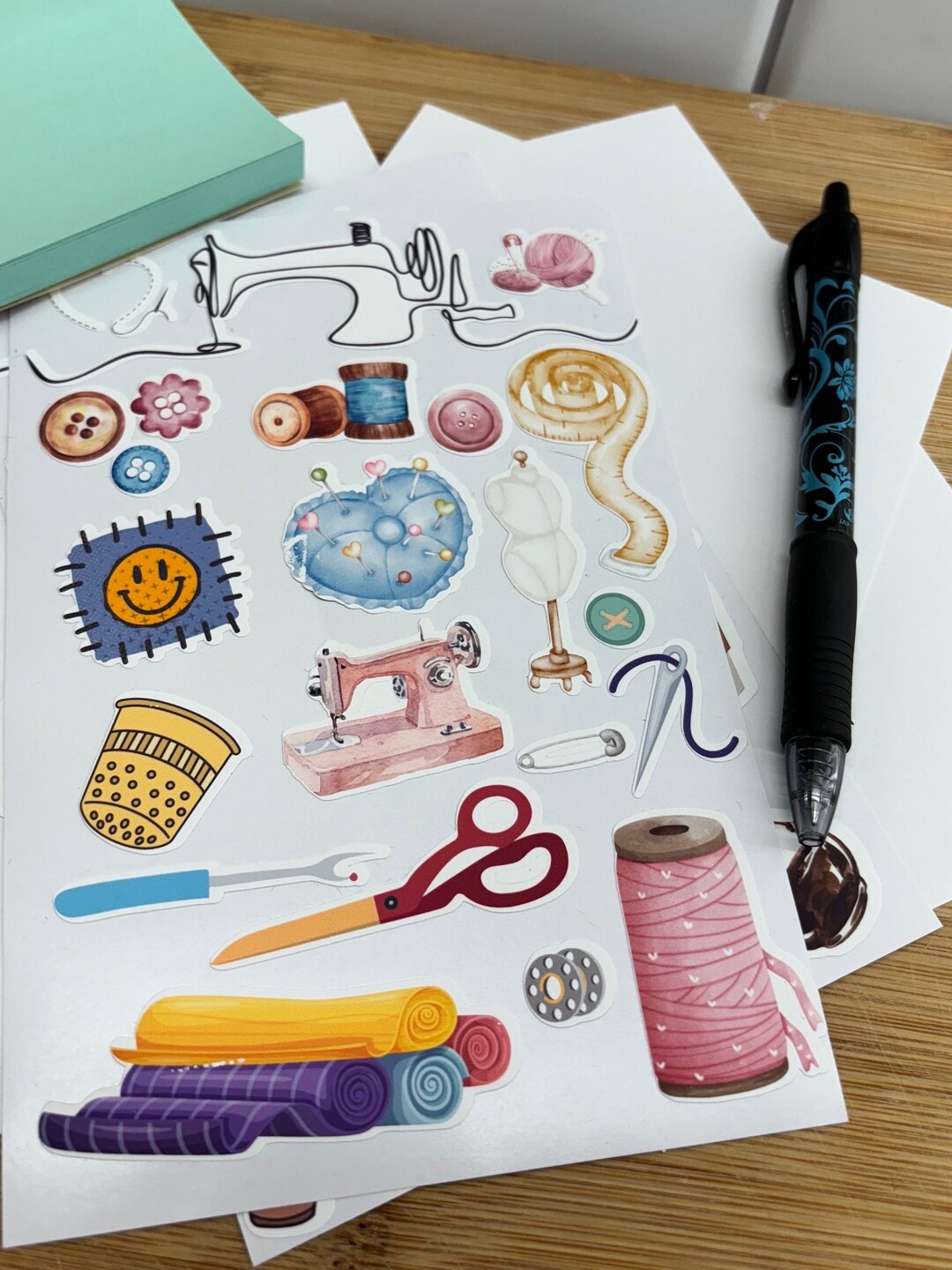Sewing Themed Sticker Sheet - Etsy