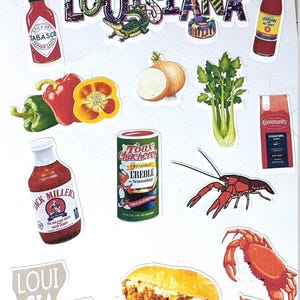 Louisiana Food and Fun Sticker Sheet - Cajun Cooking Stickers - Hot ...