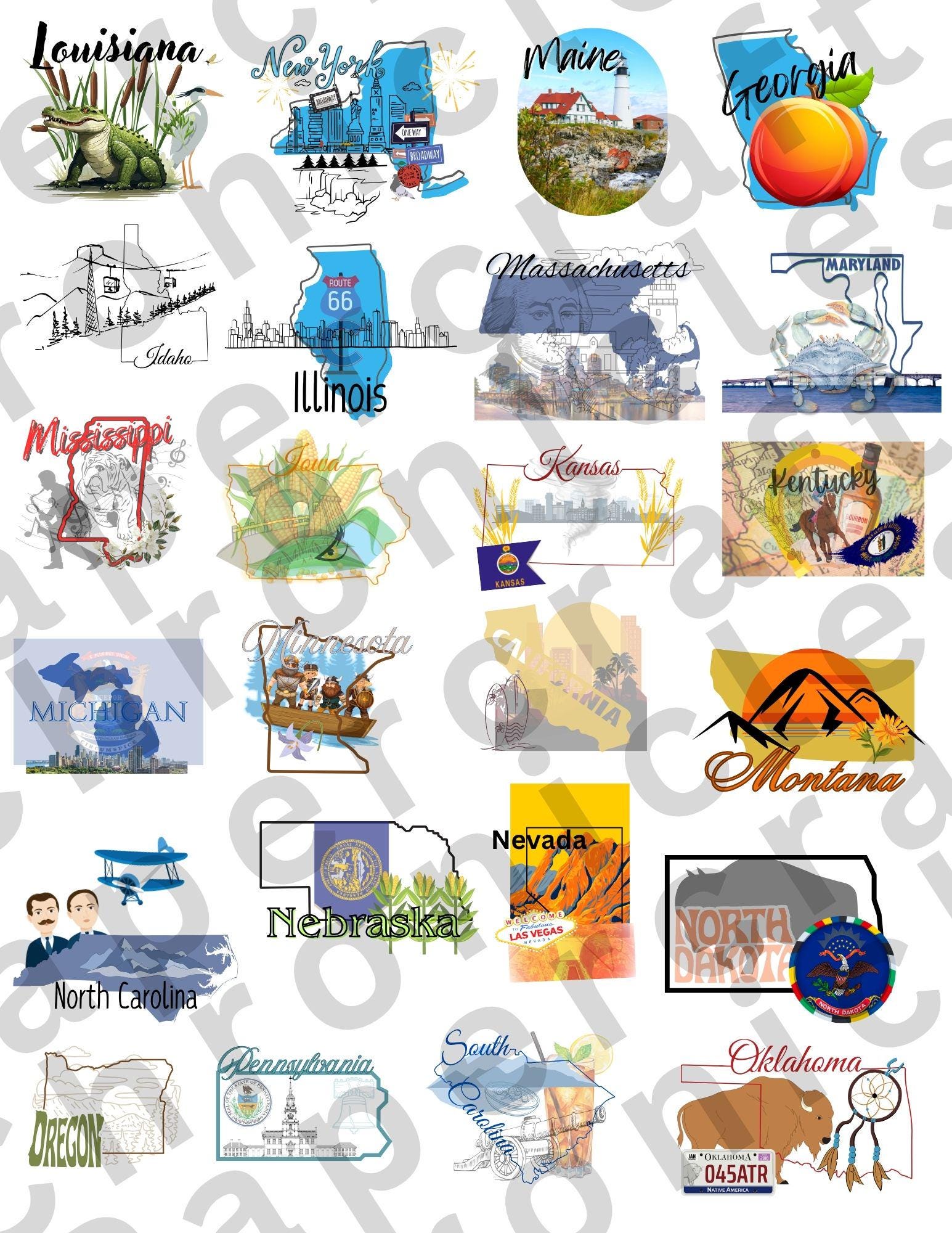 50 State Stickers - Choose Any U.S. State or Full Set - Small Vinyl ...