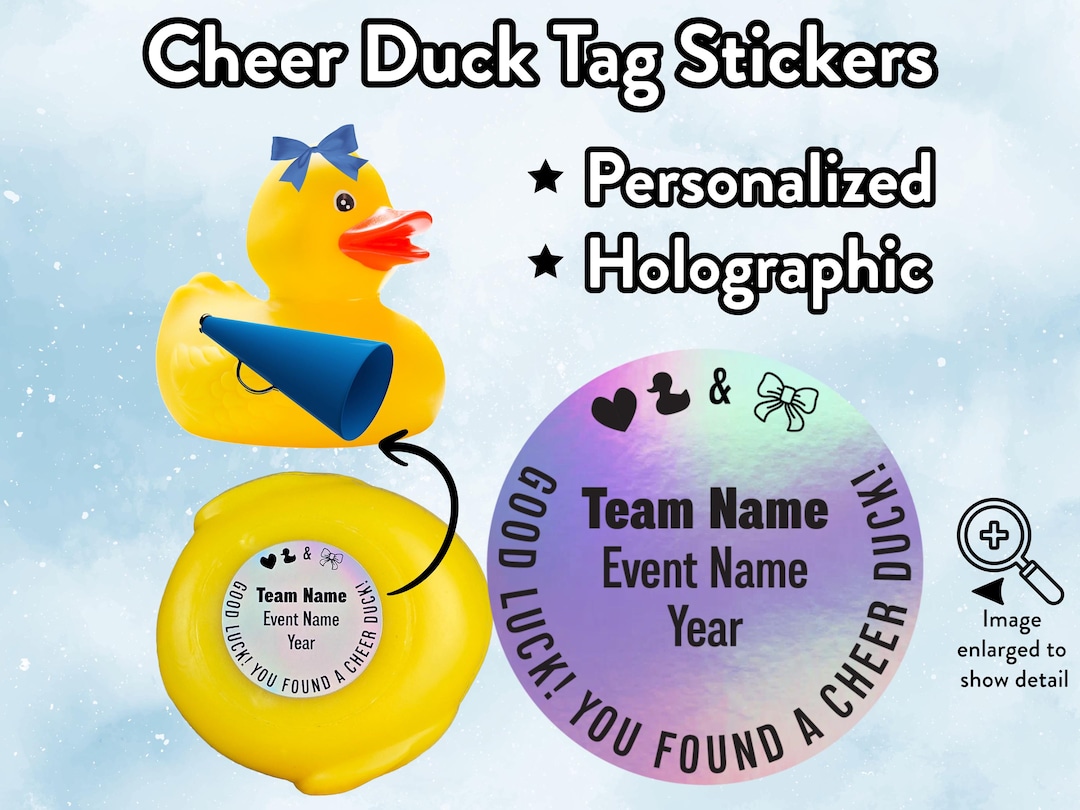 Cheer Duck Tag Stickers Personalized Holographic Varsity Spirit Summit ...