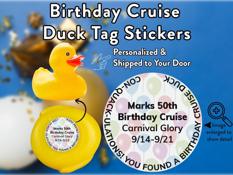 Duck Tag Stickers Birthday Cruise Personalized Cruising Duck Carnival ...
