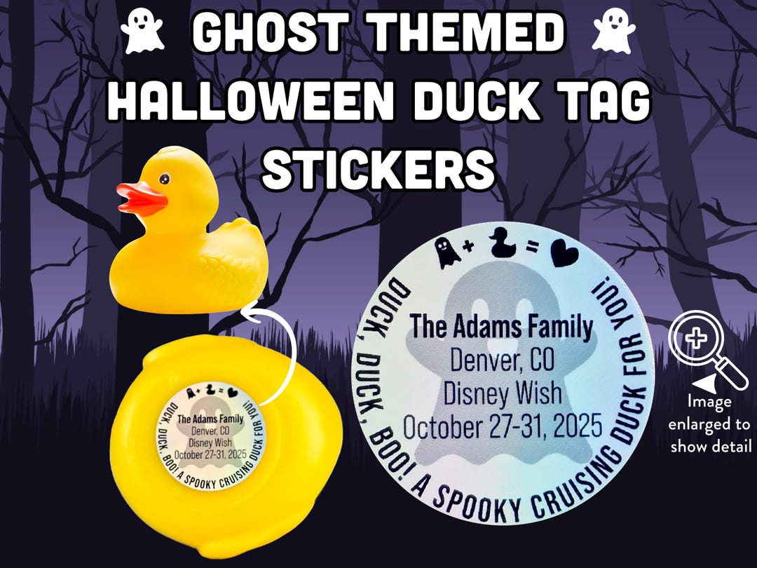 Duck Tag Sticker Cute Ghost Halloween Personalized Rubber Duckie Decal ...