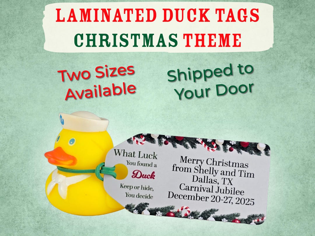 Cruising Duck Tags Christmas Theme Thick Laminated Personalized W ...