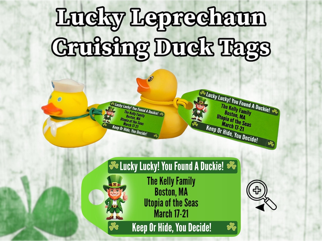 Cruising Duck Tags Lucky Leprechaun Green Theme Cute Personalized Label ...