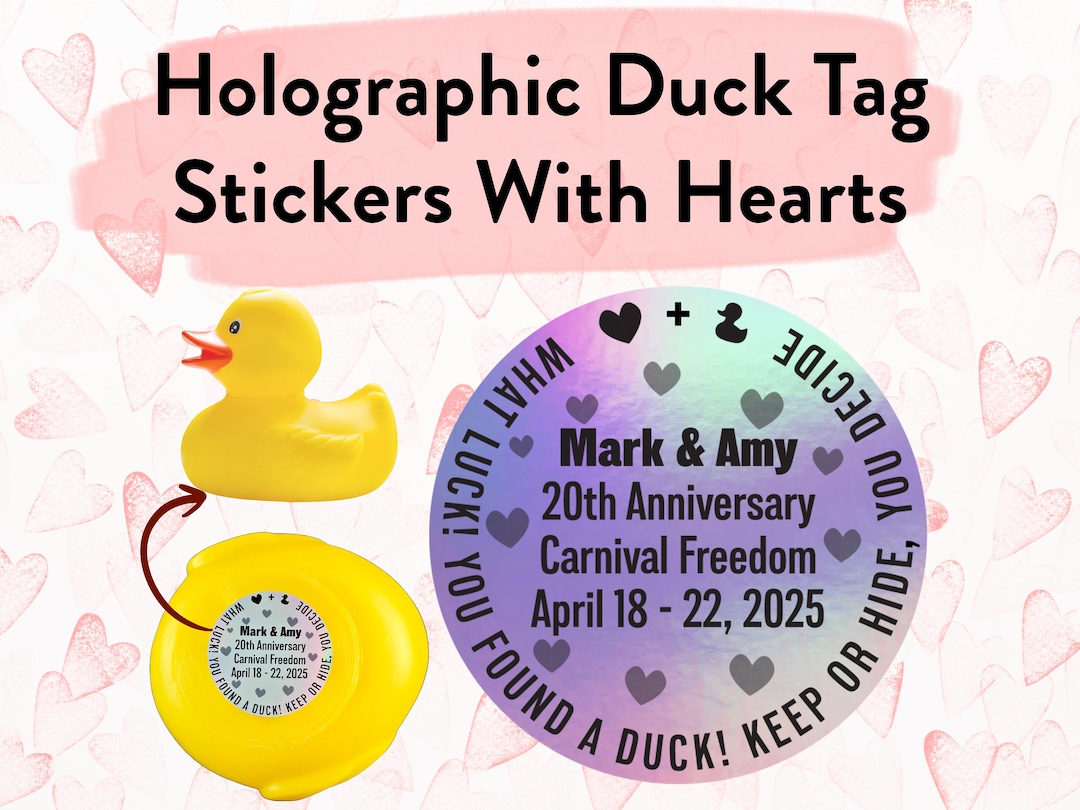Duck Tag Stickers Hearts Personalized Wedding Anniversary Honeymoon ...