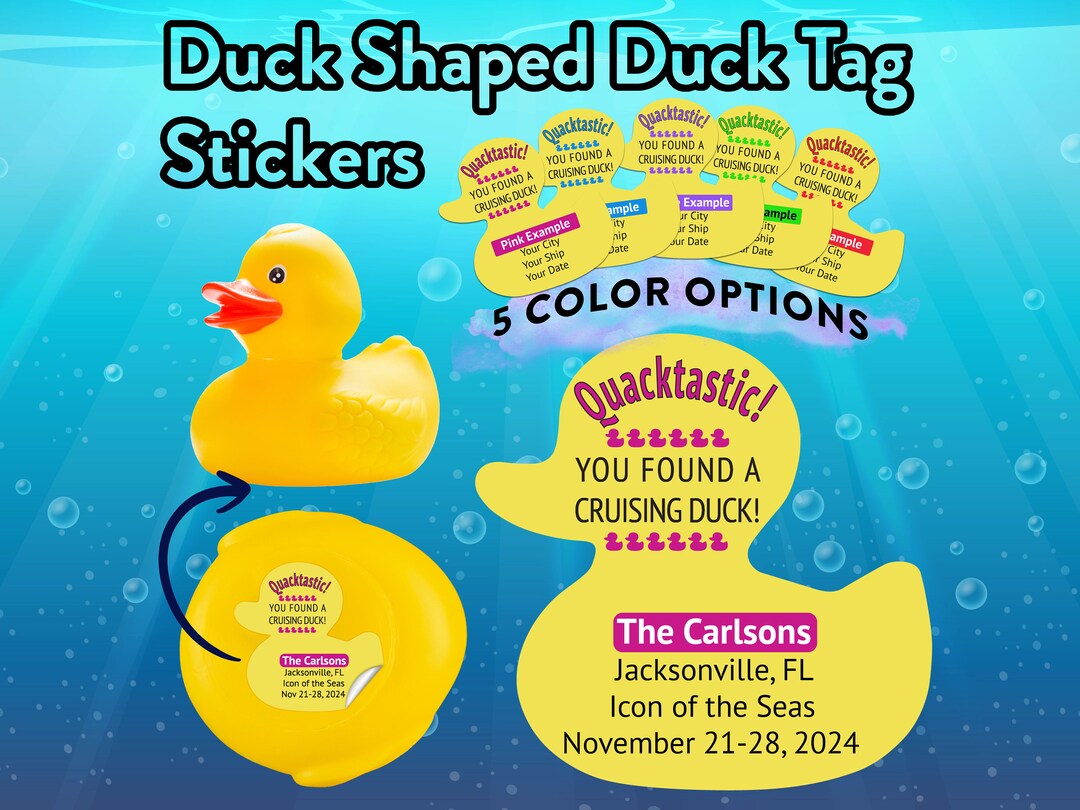 Duck Tag Stickers Duck Shaped Personalized Cruise Duck Carnival Royal ...