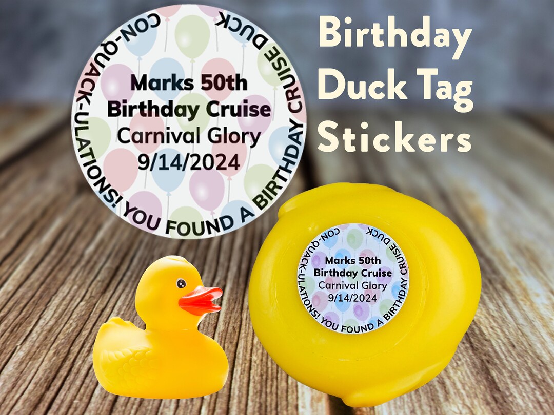 Duck Tag Stickers Birthday Cruise Personalized Cruising Duck Carnival ...