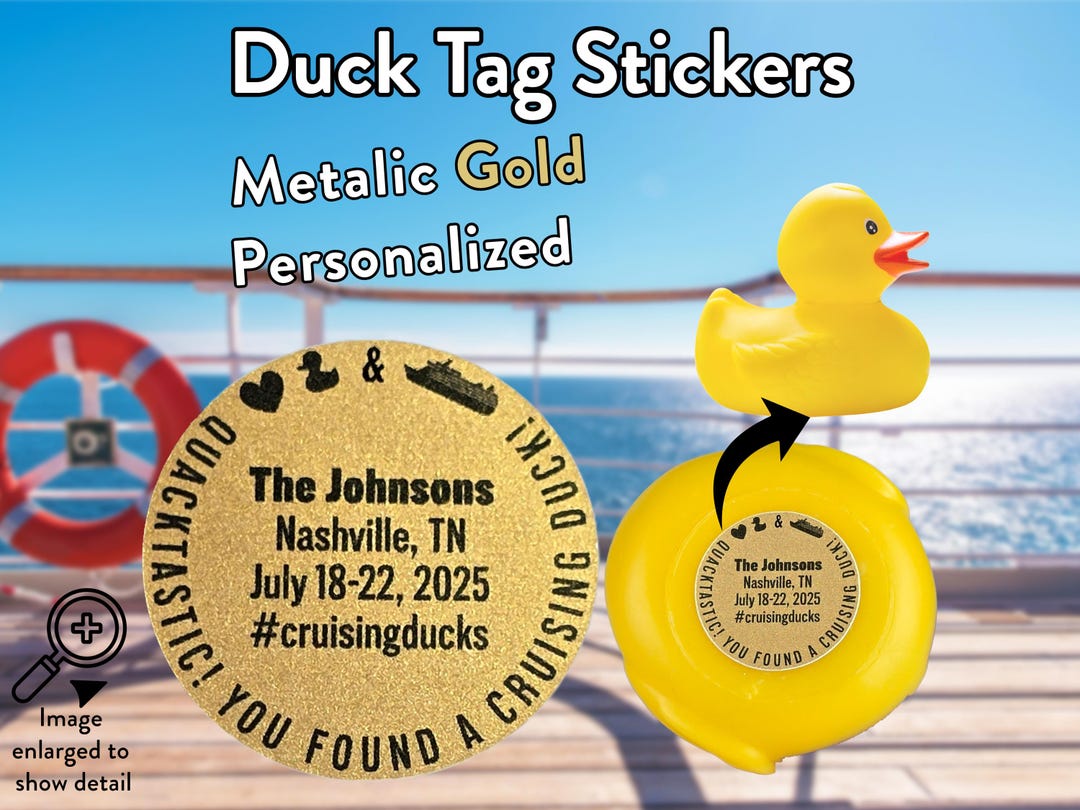 Cruising Duck Tag Stickers Metallic Gold Personalized Ducking Label ...