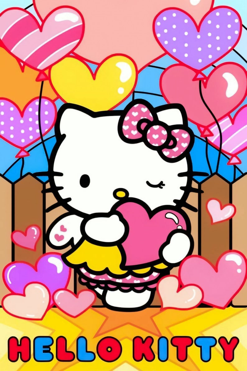 Hello Kitty Colorful Poster - Etsy