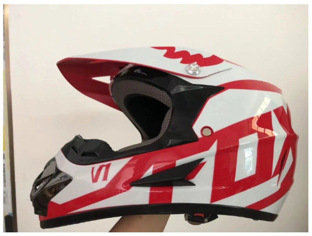 New White and Red FOX Motocross Helmet - Etsy