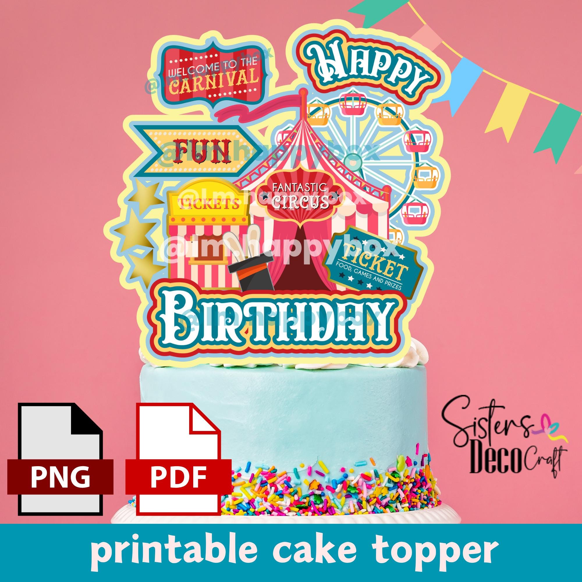 Circus Digital Cake Topper, Circus Tent Cake Topper, Carnival Cake ...