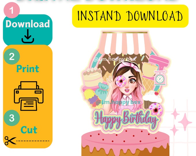 Baking Birthday Cake Topper, Chef Theme, Bakery Party Decor, Baker ...