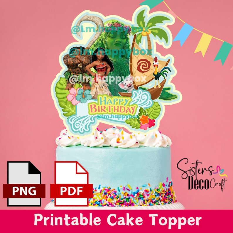 Moana Instand Download, Moana Digital Cake Topper, Printable Moana Cake ...