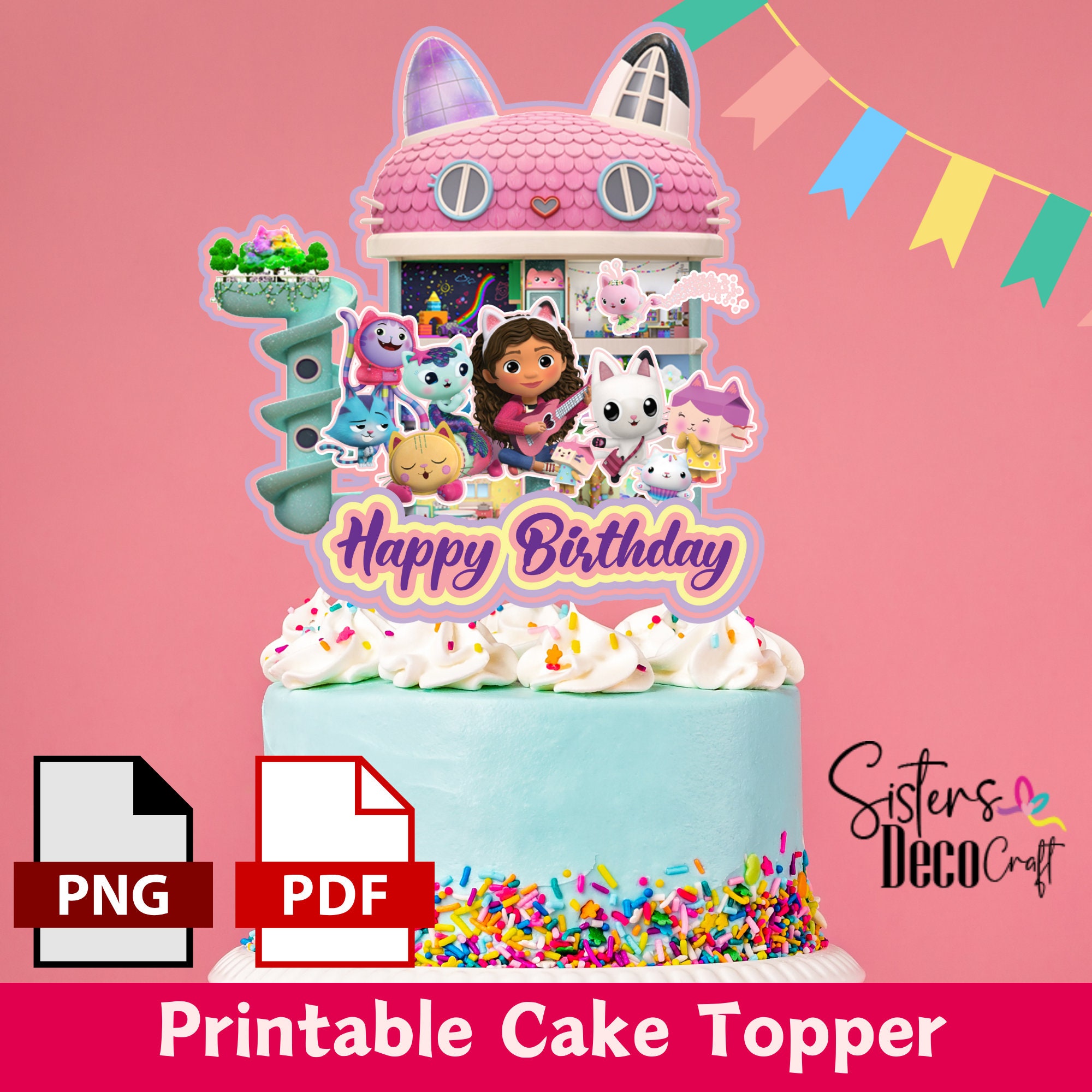 Gabby Cake Topper Template, Gabby Theme Cake Topper, Gabby Printable ...