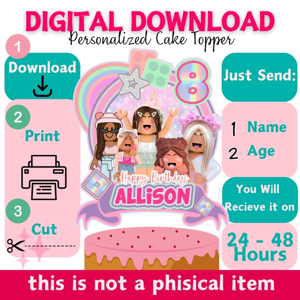 Roblox Printable Cake Topper Girl - Etsy