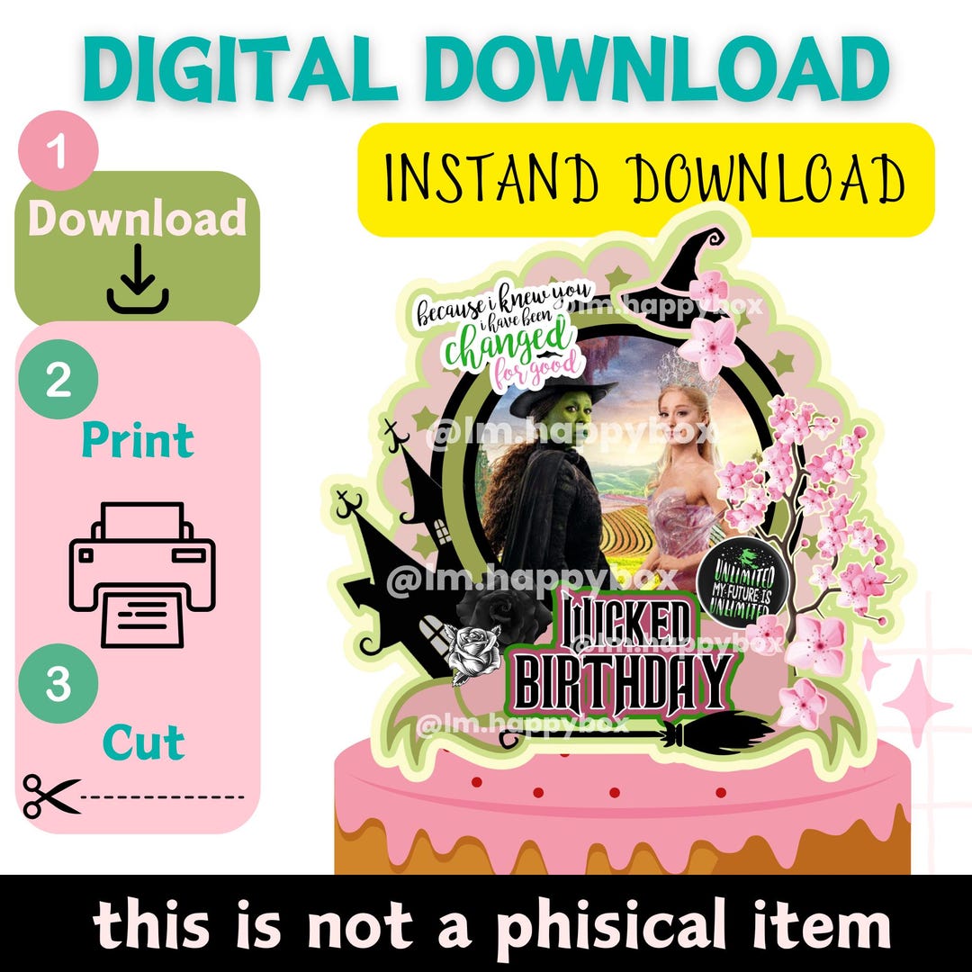 Wicked, Wicked Cake Topper, Theatre Musical Wicked Wizard of Oz ...