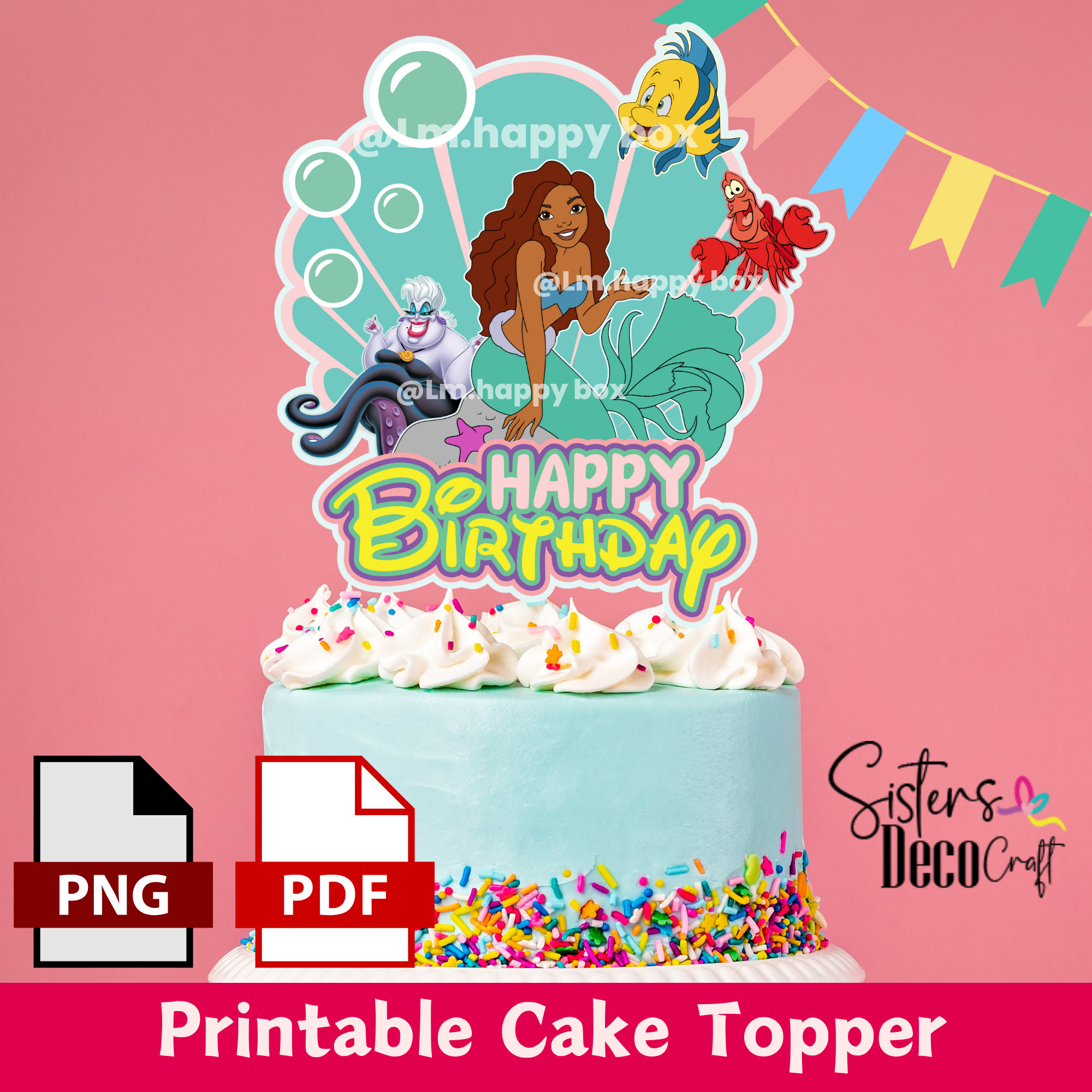 Little Mermaid Cake Topper, Printable Mermaid Cake Topper, the Little ...