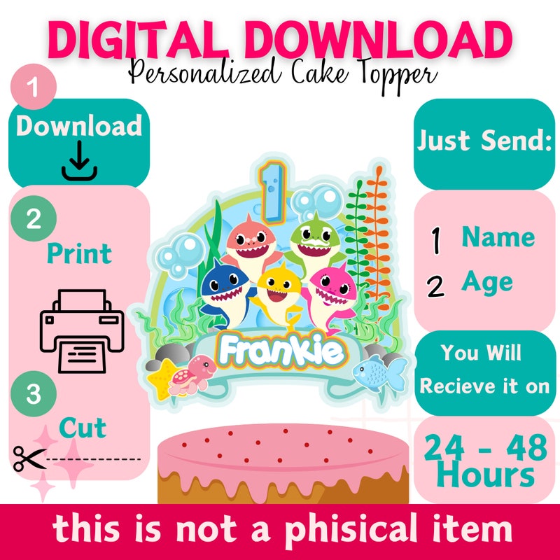 Baby Shark Cake Toppers - Etsy