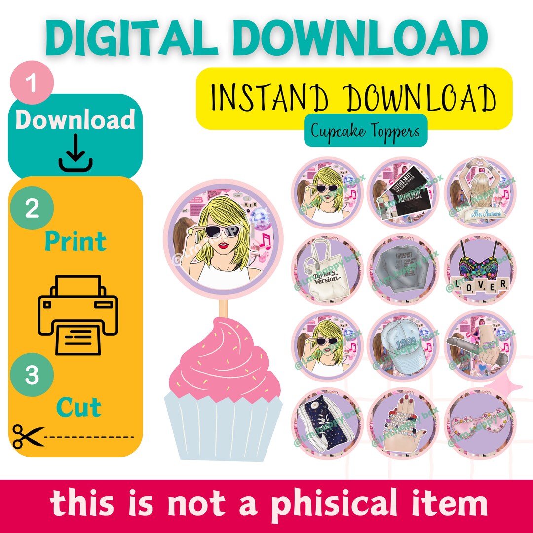 Swift Printable Cupcake Topper, Swiftie Party, Swift Png, Swiftie Merch ...