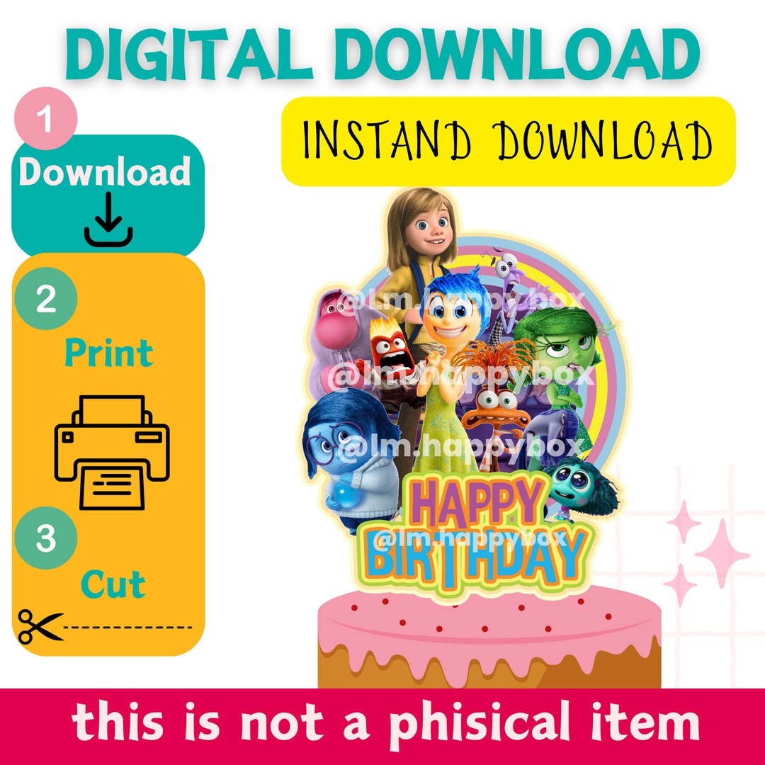 Inside Out Cake Topper, Inside Out 2, Cake Topper Cut Out, Intensamente ...