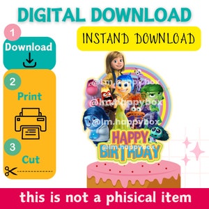 Inside Out Cake Topper, Inside Out 2, Cake Topper Cut Out, Intensamente ...