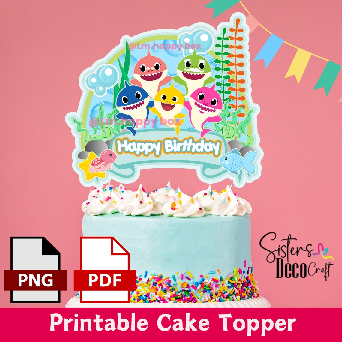 Cake Topper Baby Shark, Baby Shark Cake Topper, Baby Shark Digital Cake ...