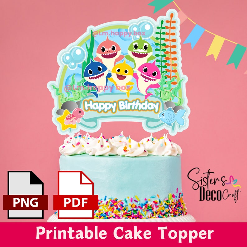 Cake Topper Baby Shark, Baby Shark Cake Topper, Baby Shark Digital Cake ...