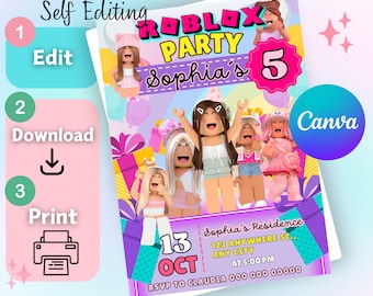 Roblox Girls Birthday Invitation - Etsy
