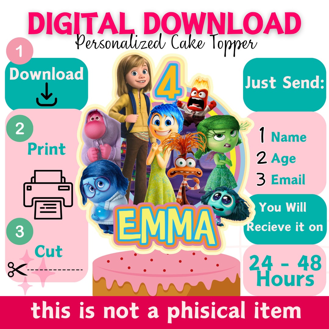 Inside Out Cake Topper, Inside Out 2, Cake Topper Cut Out, Intensamente ...