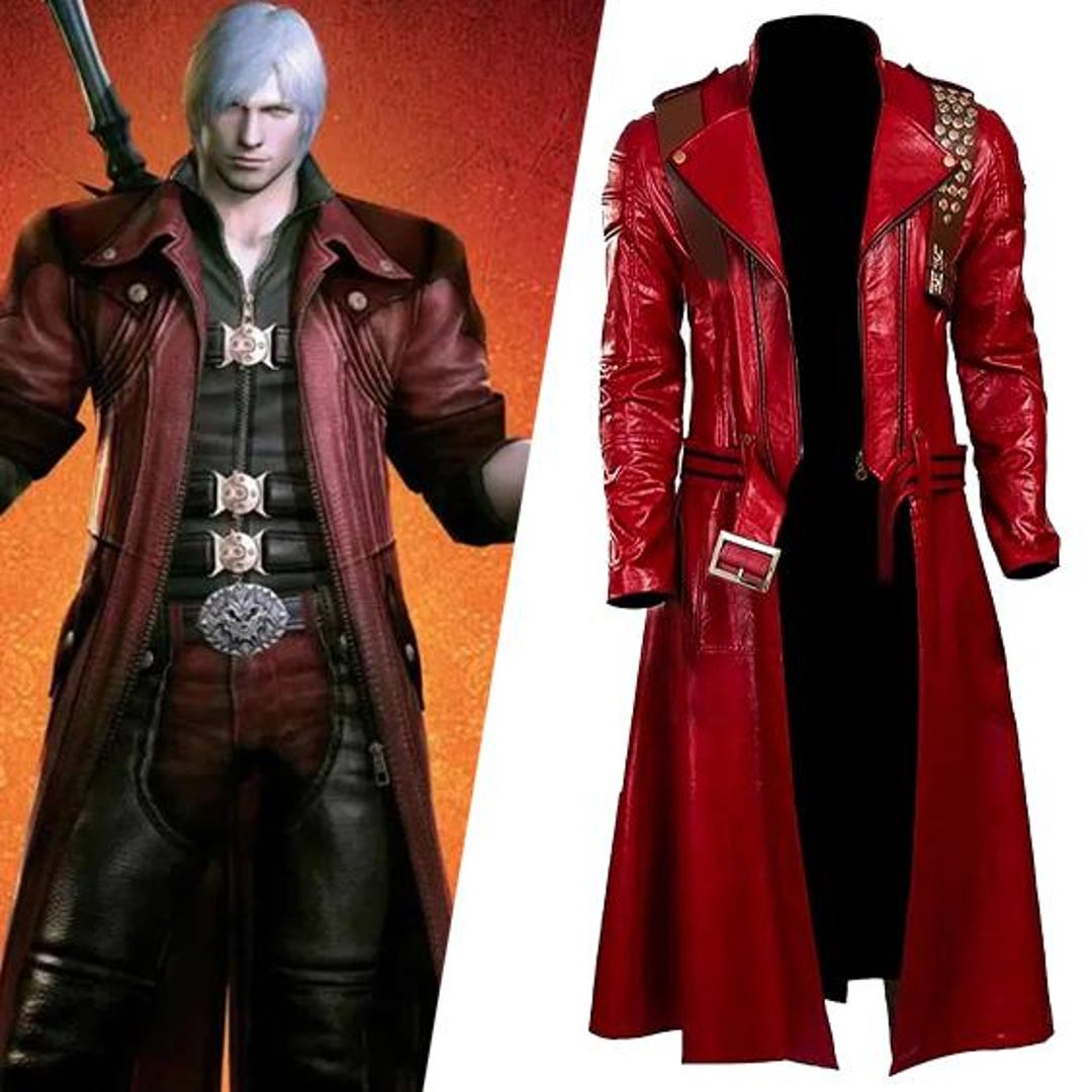 Devil May Cry Leather Coat, DMC Dante Cosplay Outfit, Premium Red Coat ...