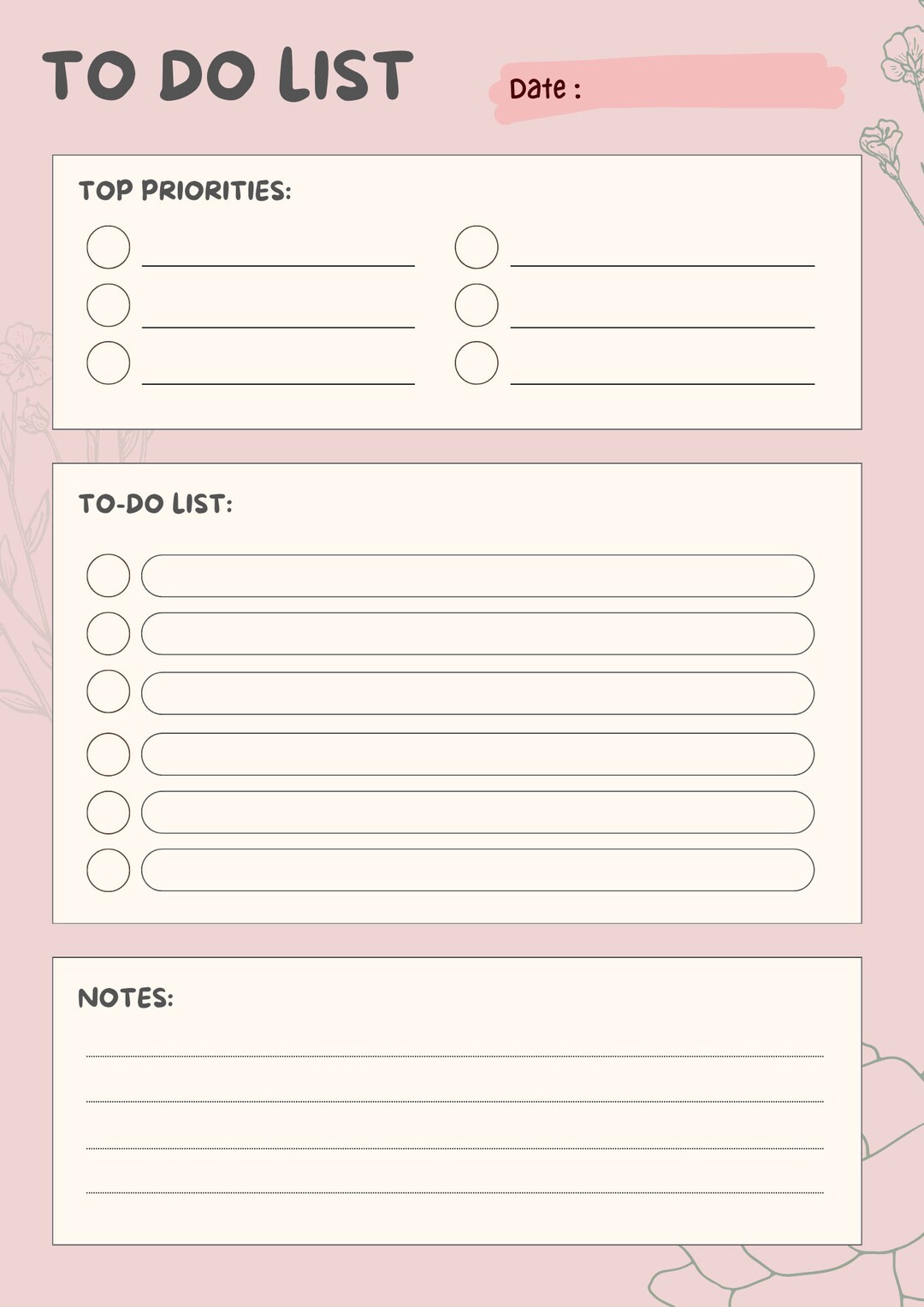 Minimalist to Do List Printable, Productive Planner, A4 PDF File, a ...