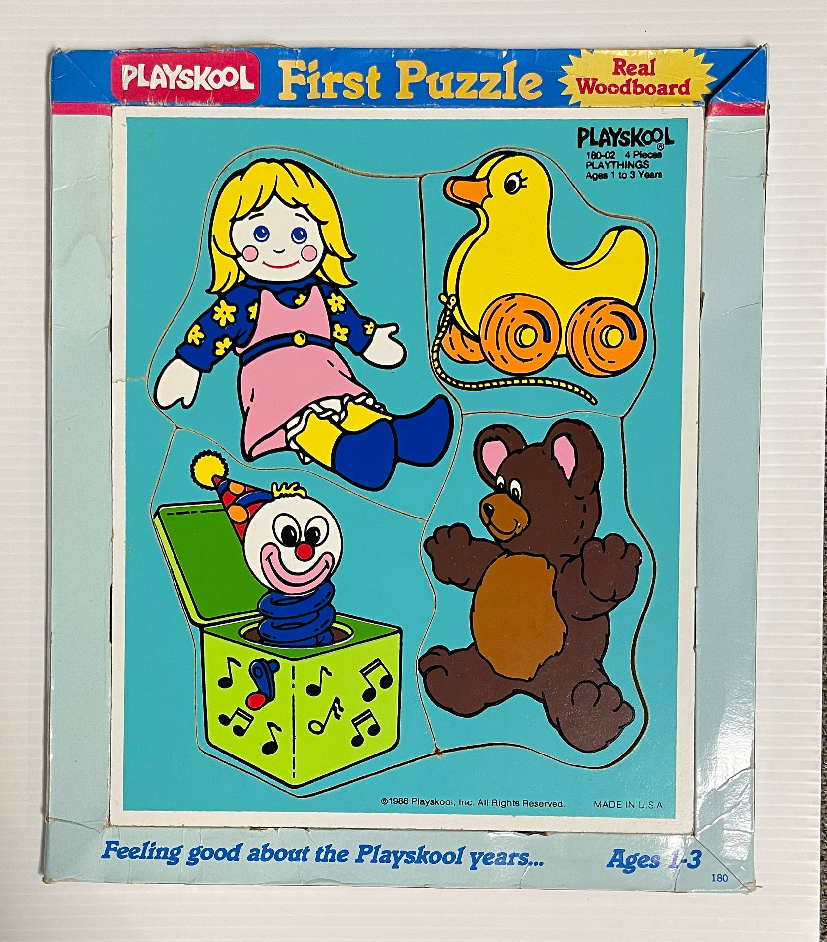Vintage Playskool WOODEN PUZZLE First Puzzle TOYS Large Pieces With Box ...