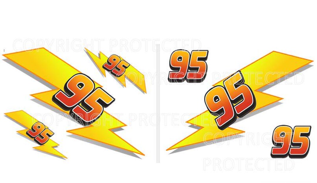 Decals CARS LIGHTNING BOLTS 95 Racing High Gloss Peel & Stick - Etsy