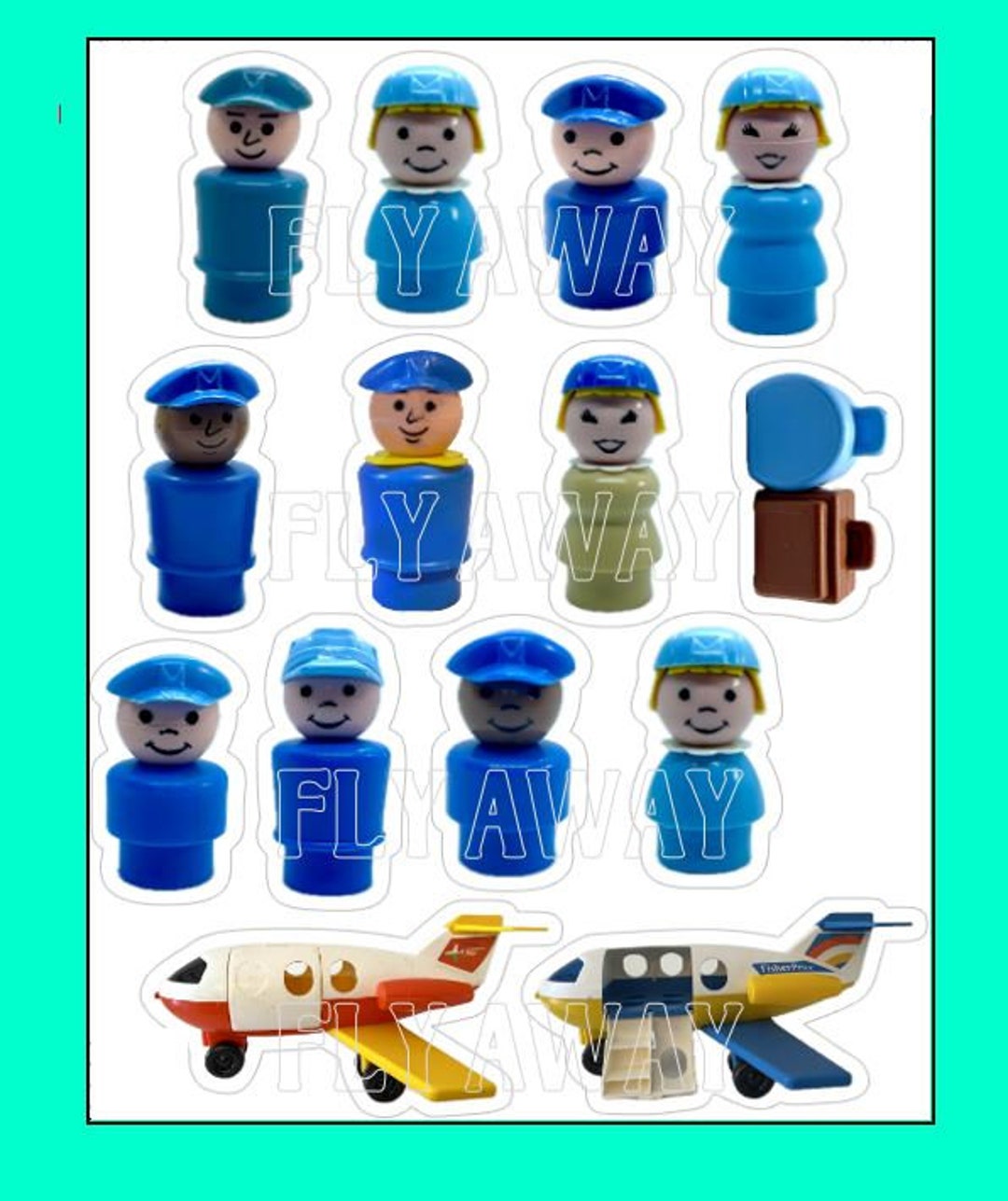 Vintage Fisher Price Little People Waterproof Glossy Vinyl Stickers FLY ...