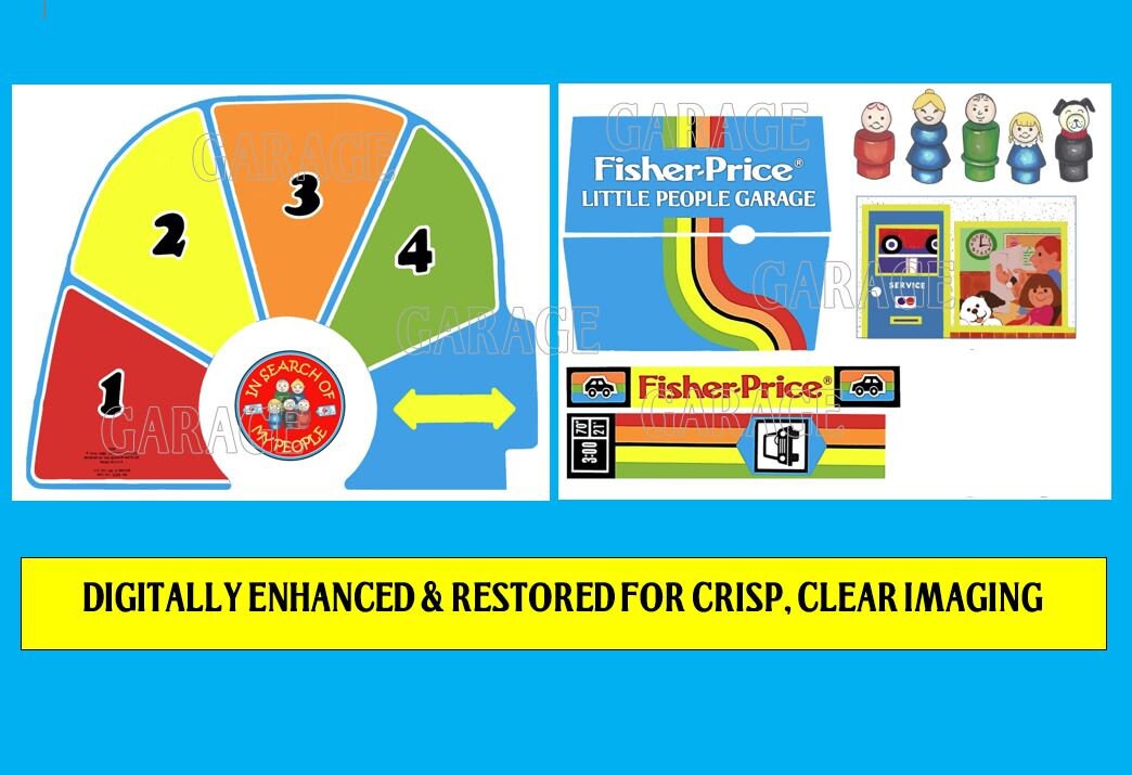 Vintage Fisher Price Little People Reproduction Lithos Stickers Decals ...