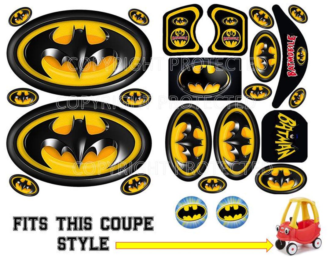 Replacement Decals Fit Little Tikes Cozy Coupe Car BATMAN BATMOBILE ...