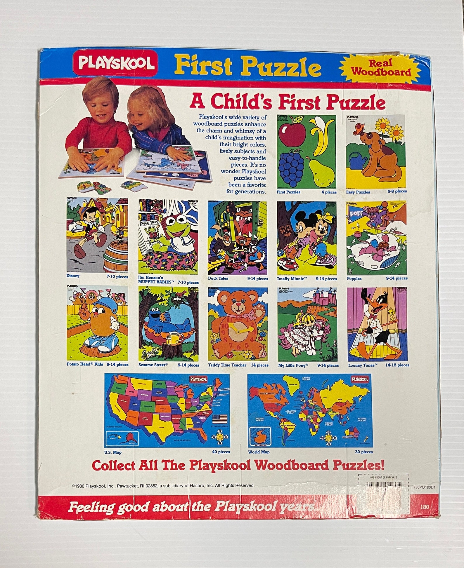 Vintage Playskool WOODEN PUZZLE First Puzzle TOYS Large Pieces With Box ...