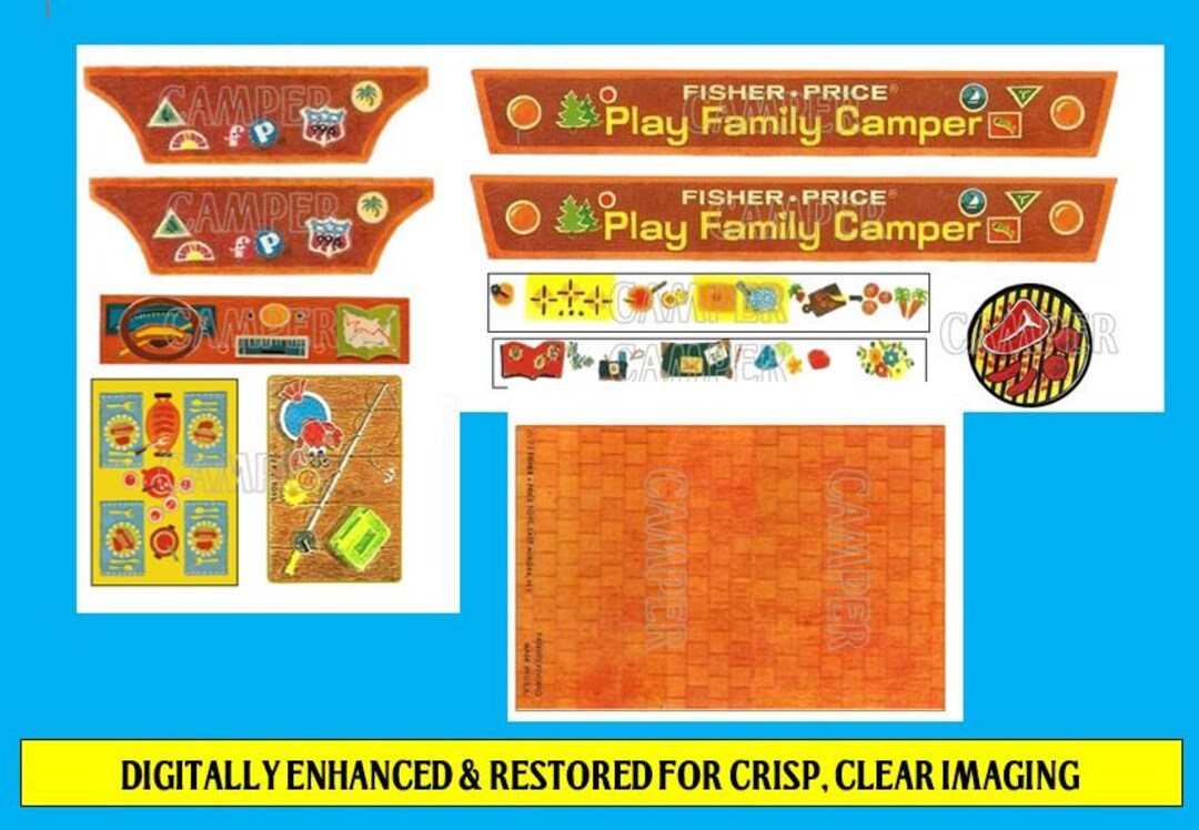Vintage Fisher Price Little People Reproduction Lithos Stickers Decals ...