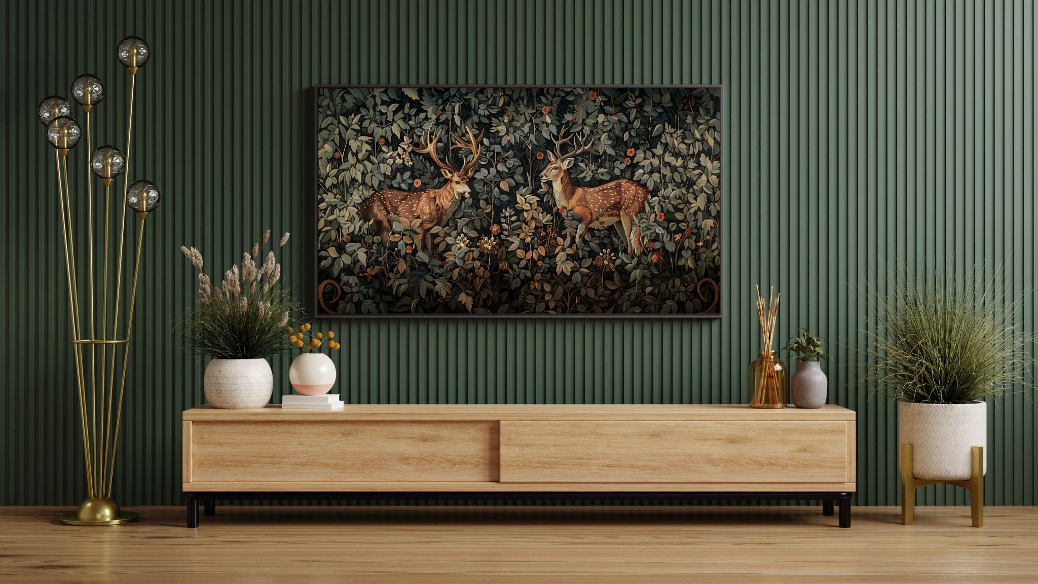 Digital Art for TV Enchanted Forest Deer Tapestry Vintage Tapestry ...