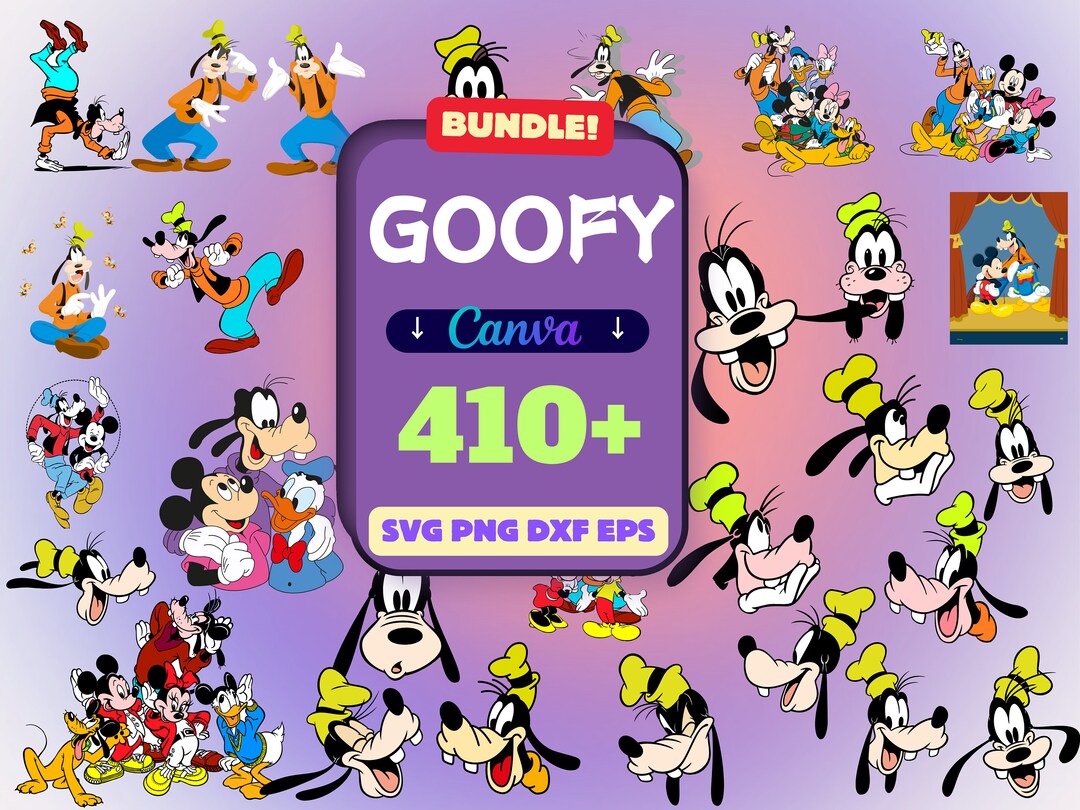 Goofy Svg Bundle, Svg Png Dxf Eps Bundle, Cartoon, Dog, Stickers - Etsy