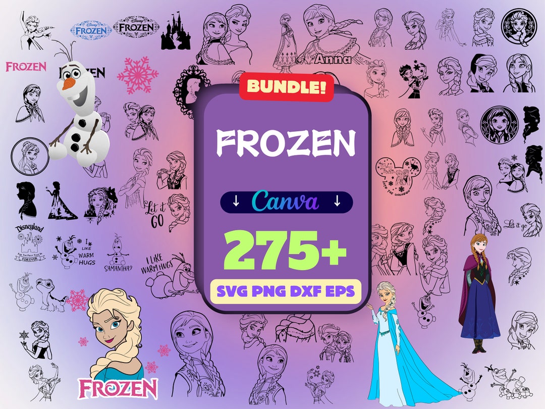 Frozen Svg Bundle, Svg Png Dxf Eps Bundle, Princess, Cartoon, Winter - Etsy