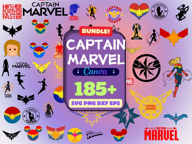 Captain Marvel Svg Bundle Svg Eps PNG DXF - Etsy