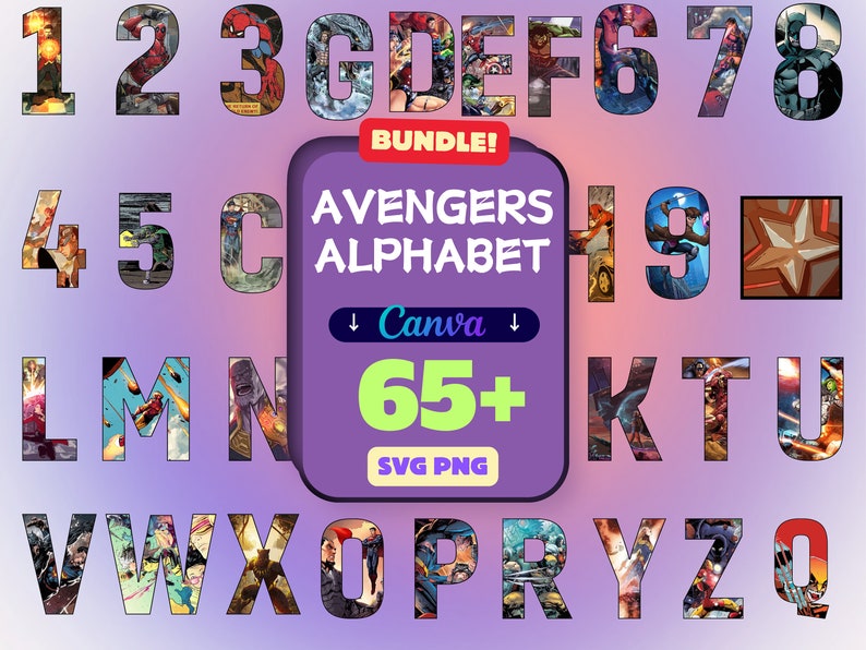 Avengers Alphabet Svg Png Bundle, Superhero Alphabet, Font, Letter ...