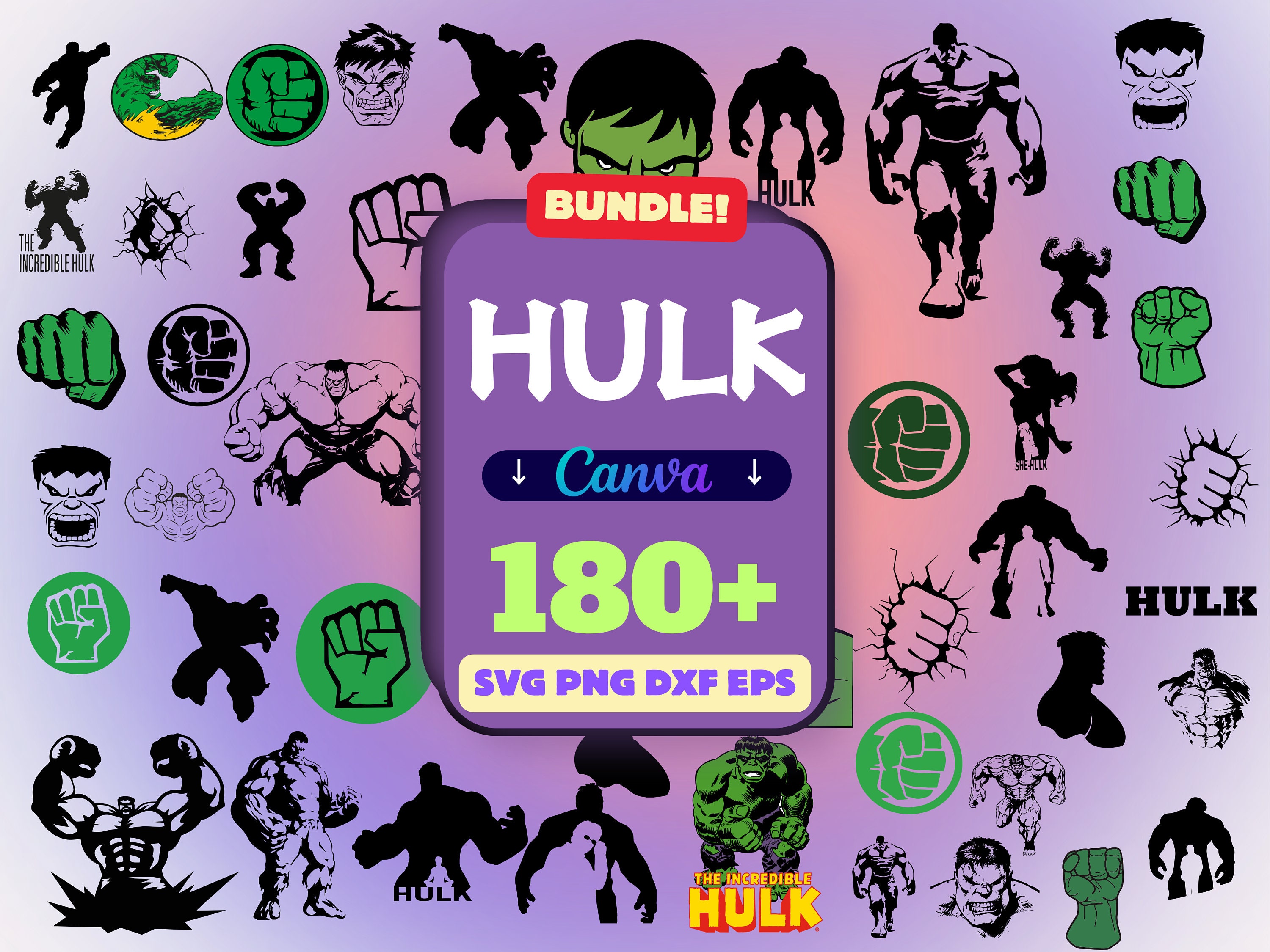Hulk Svg Png Dxf Eps Bundle, Superhero Bundle, Silhouette, Stickers - Etsy