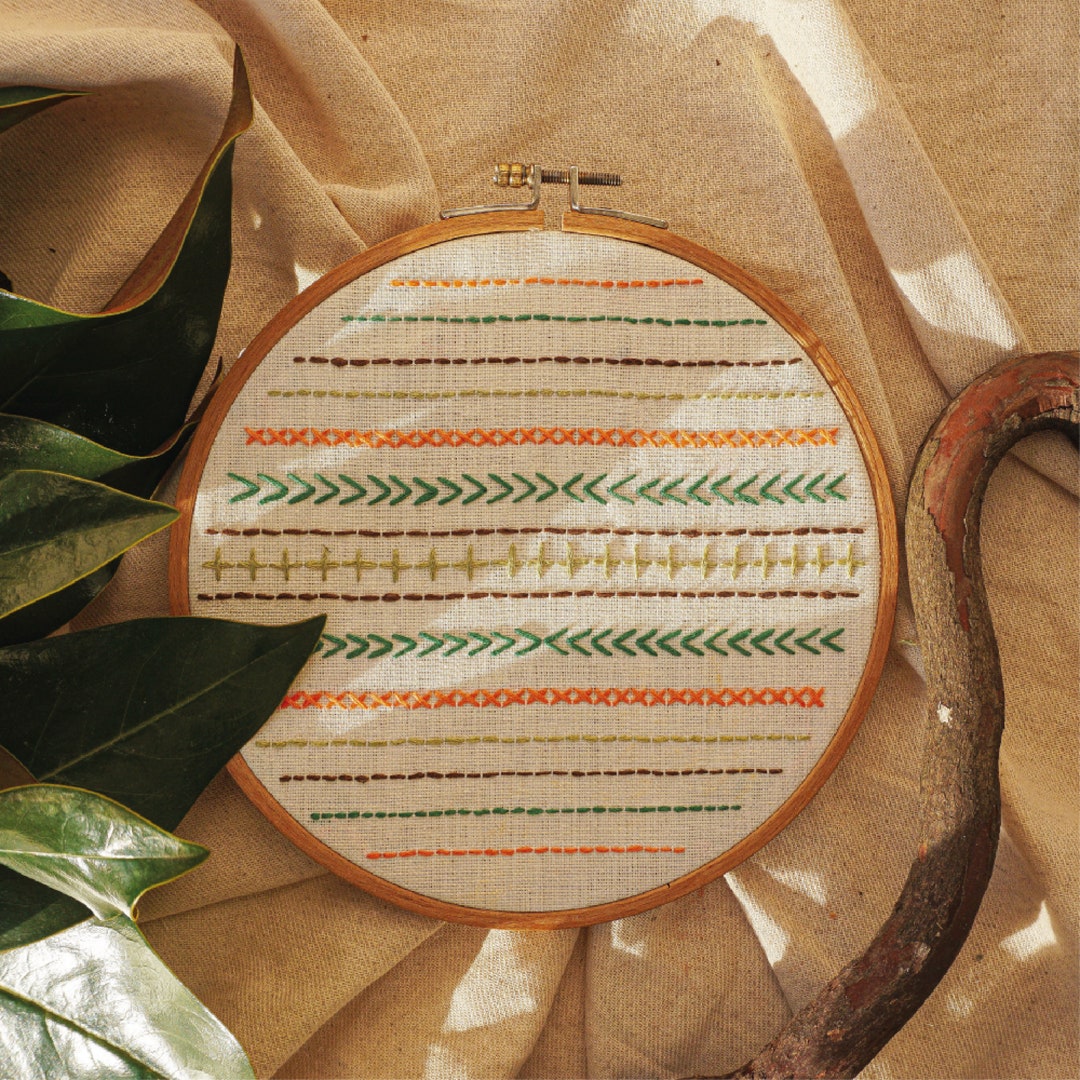 Nature Lines Place Embroidered Hoop Wall Hanging, Hand Embroidered Boho ...