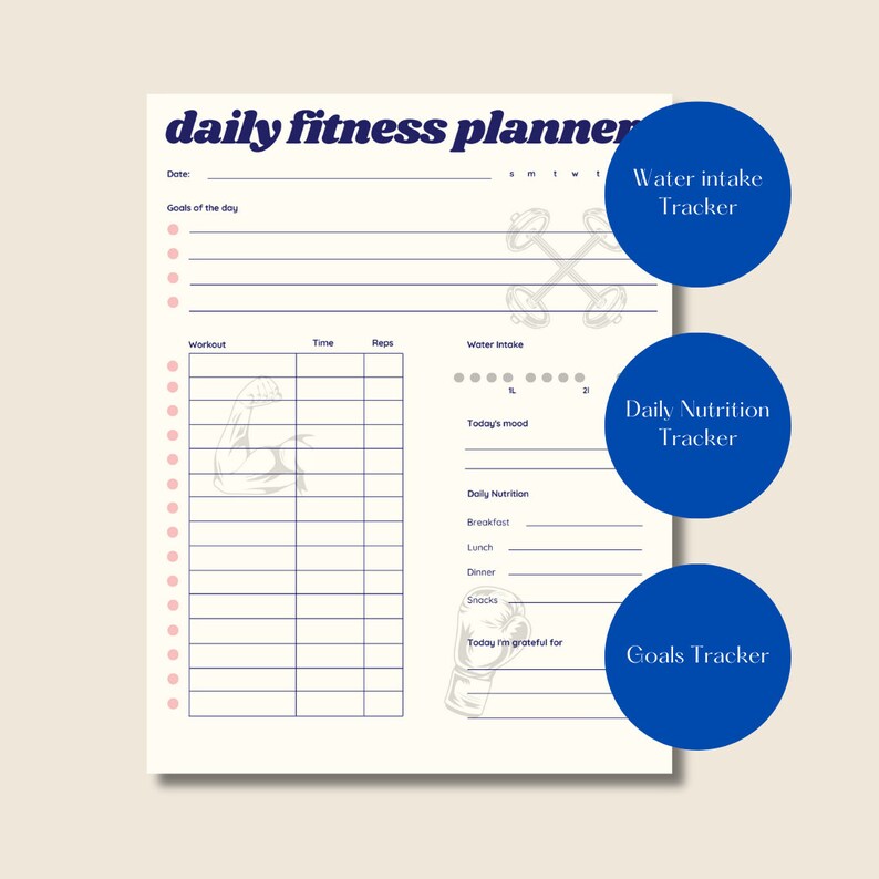 DIGITAL FITNESS PLANNER, Printable, Tracker, Daily Tracker, Nutrition ...